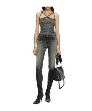 DIESEL® T-maryn Ribbed Tank Top With Hollow Detail And Tie Closure