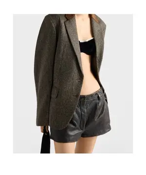 Prada Single-breasted Chevron Jacket With Suede Detailing