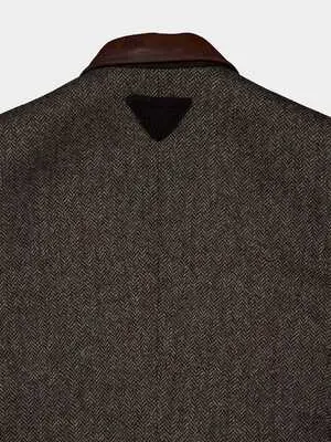 Prada Single-breasted Chevron Jacket With Suede Detailing - Ebony