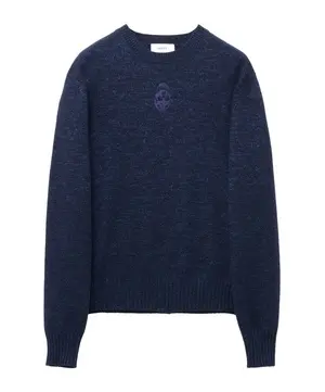 Alexander McQueen Skull Embroidered Crewneck Jumper - Indigo