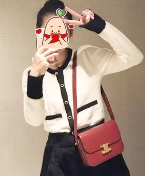 Celine Classique Triomphe Bag In Shiny Calfskin - Red