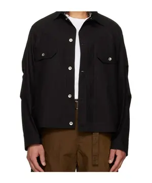 Sacai High Neck Button-up Jacket - Black