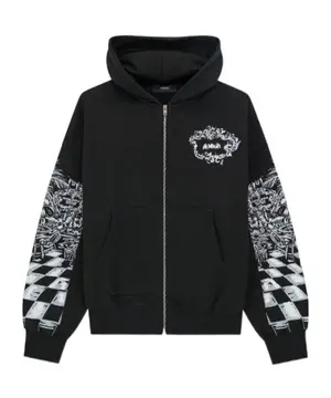 Amiri Zip-fastening Hooded Sweatshirt With Printed Design - Black