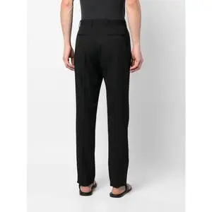 Saint Laurent Button Detailed Straight Leg Trousers - Black