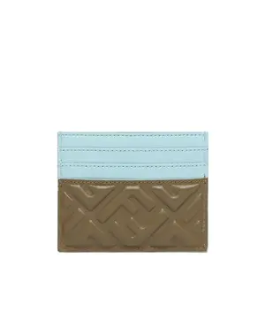 Fendi Nappa Leather Flat Card Case With Ff Motif - Green