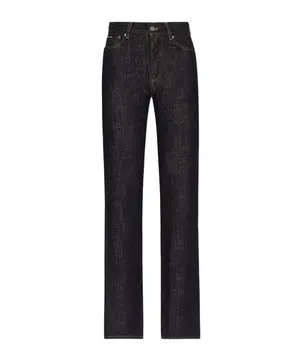 Dolce & Gabbana Embroidered Logo Straight-leg Denim Jeans - Blue