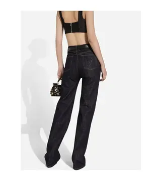 Dolce & Gabbana Embroidered Logo Straight-leg Denim Jeans - Blue
