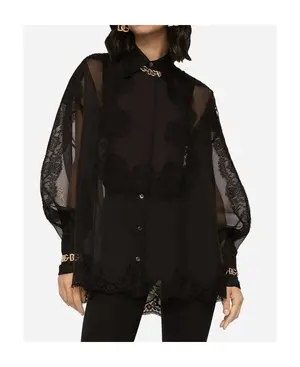 Dolce & Gabbana Floral Lace Semi-sheer Buttoned Shirt
