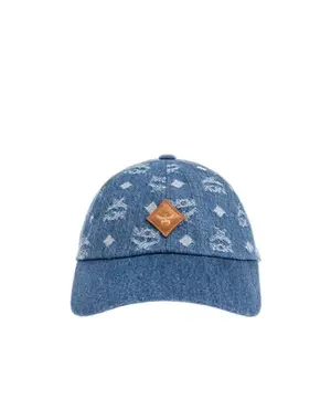 Mcm Classic Monogram Denim Jacquard Baseball Cap - Blue