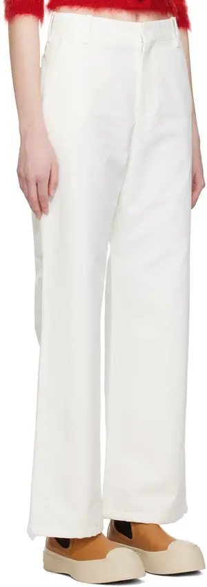 Marni Straight Leg Cargo Trousers With Drawstring Hem - White