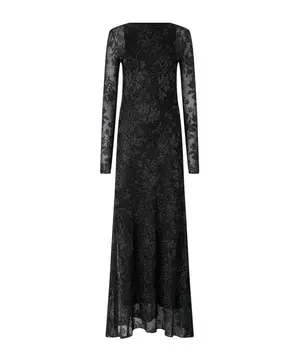 Pinko Openwork Long-sleeve Maxi Dress