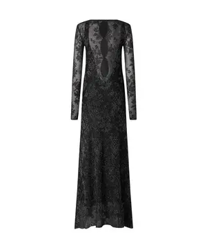 Pinko Openwork Long-sleeve Maxi Dress