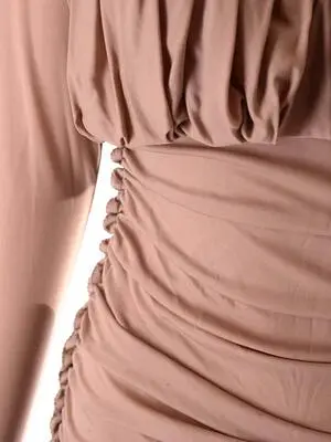 Saint Laurent V-neck Draped Long-sleeved Mini Dress - Pink