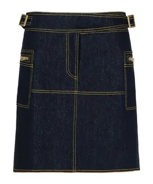 Etro Contrast-stitched Denim Mini Skirt - Black