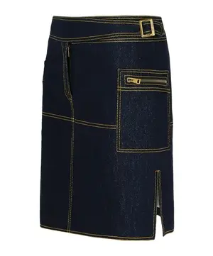 Etro Contrast-stitched Denim Mini Skirt - Black