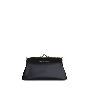 Comme Des Garçons Logo-printed Kiss-clasp Purse - Black