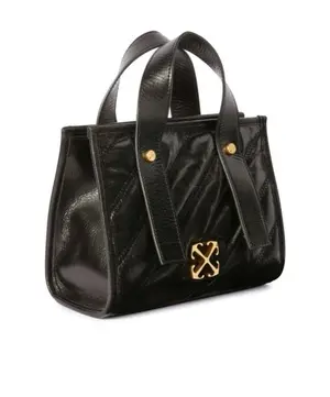 Off-White Quilted Logo Plaque Tote Bag - Black