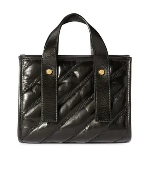 Off-White Quilted Logo Plaque Tote Bag - Black