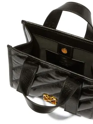 Off-White Quilted Logo Plaque Tote Bag - Black