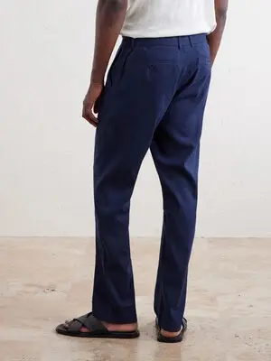 Onia Straight-leg Linen-blend Trousers - Blue