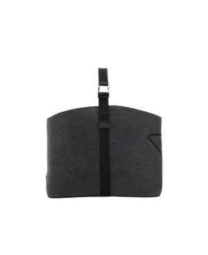 Prada Logo Plaque Wood Holder With Top Handle - Coal Gray