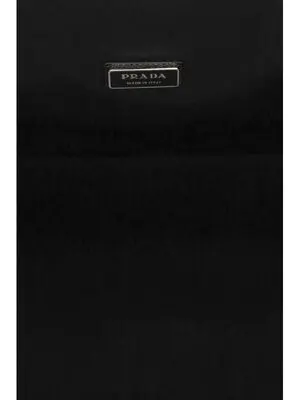 Prada Logo Plaque Wood Holder With Top Handle