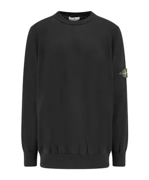 Stone Island Compass Patch Crewneck Jumper - Black