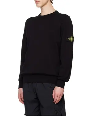 Stone Island Compass Patch Crewneck Jumper - Black
