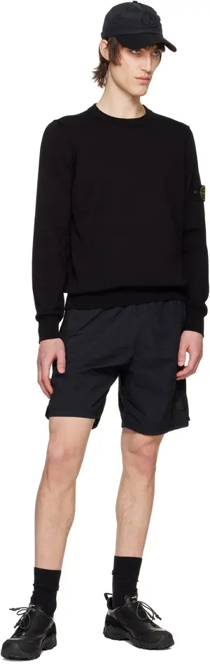 Stone Island Compass Patch Crewneck Jumper - Black
