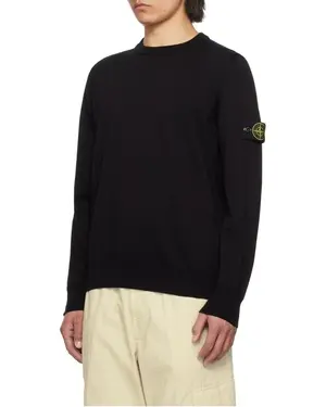 Stone Island Compass Patch Crewneck Jumper - Black