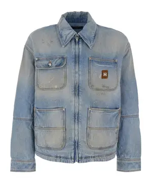 Amiri Logo Patch Denim Jacket - Gray