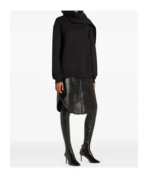 COURREGES Hoodie With Integrated Scarf - Black