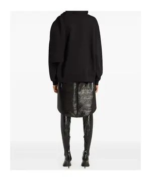COURREGES Hoodie With Integrated Scarf - Black