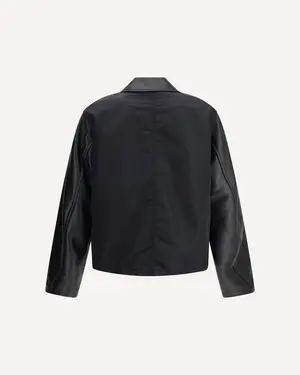 Loewe Logo Embossed Leather Jacket - Black