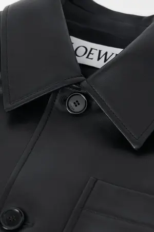 Loewe Logo Embossed Leather Jacket - Black