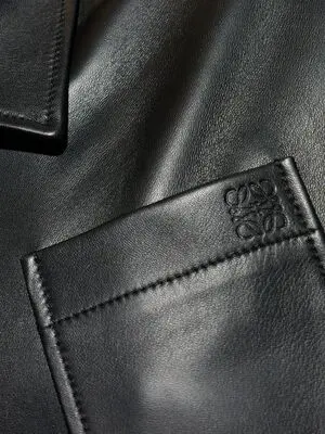 Loewe Logo Embossed Leather Jacket - Black