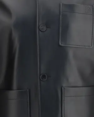 Loewe Logo Embossed Leather Jacket - Black