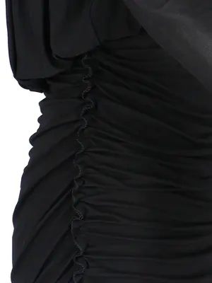 Saint Laurent V-neck Draped Long-sleeved Dress
