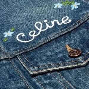 Celine Long Sleeve Embroidered Denim Jacket