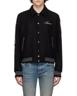 Amiri Bones Appliqué Wool-blend Bomber Jacket