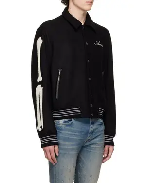 Amiri Bones Appliqué Wool-blend Bomber Jacket