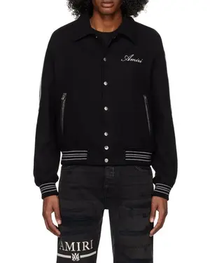 Amiri Bones Appliqué Wool-blend Bomber Jacket