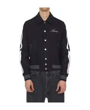 Amiri Bones Appliqué Wool-blend Bomber Jacket