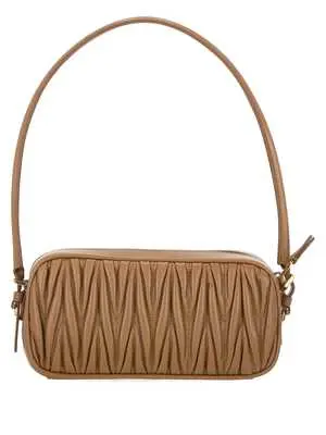 Miu Miu Quilted Leather Zipper Handbag - Brown