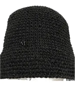 MAISON MICHEL Logo Plaque Woven Bucket Hat