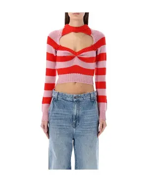 Marni Striped Cut-out Knitted Jumper
