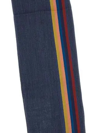 Paul Smith Stripe Detailed Frayed Edge Scarf - Blue