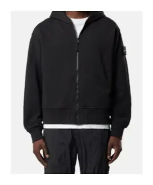 Stone Island Oversized Fit Zip-up Hooded Sweatshirt
