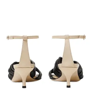 SCAROSSO Knot Detail Square Toe Kitten Heel Sandals