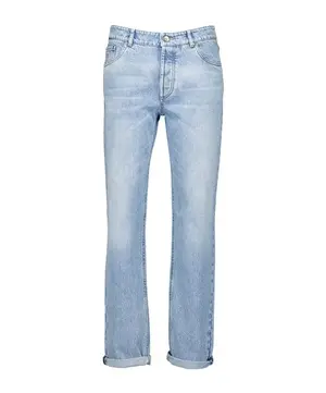 Brunello Cucinelli Logo-stitched Tapered Jeans - Blue